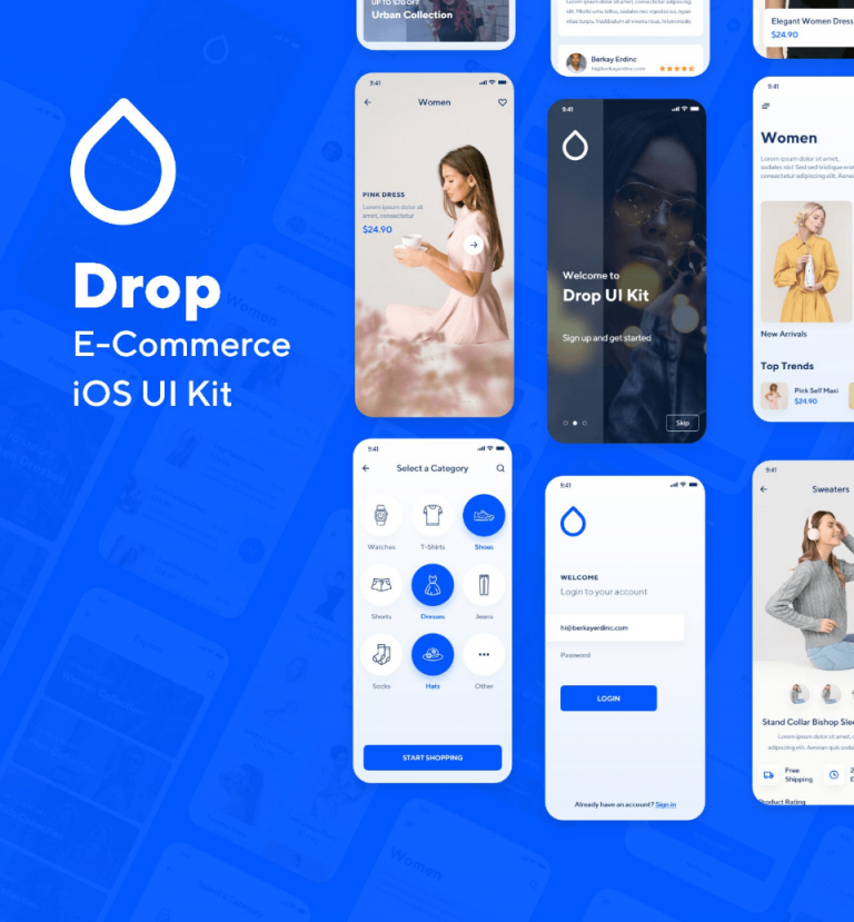 Drop iOS UI Kit - Free XD Resource | Adobe XD Elements