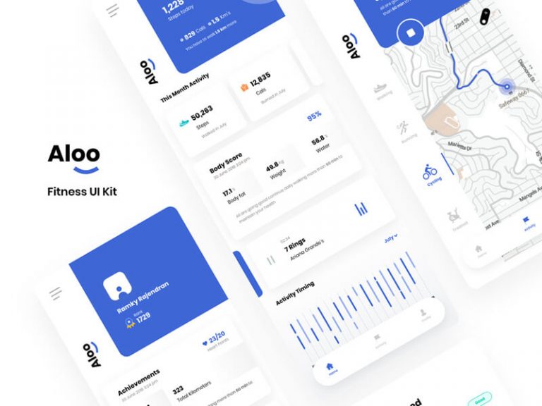Fitness App UI Kit - Free XD Resource | Adobe XD Elements