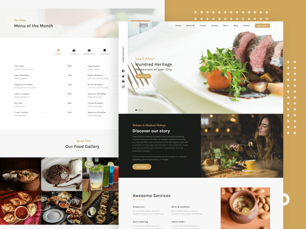 Hundred Heritage Food App - Free XD Resource | Adobe XD Elements