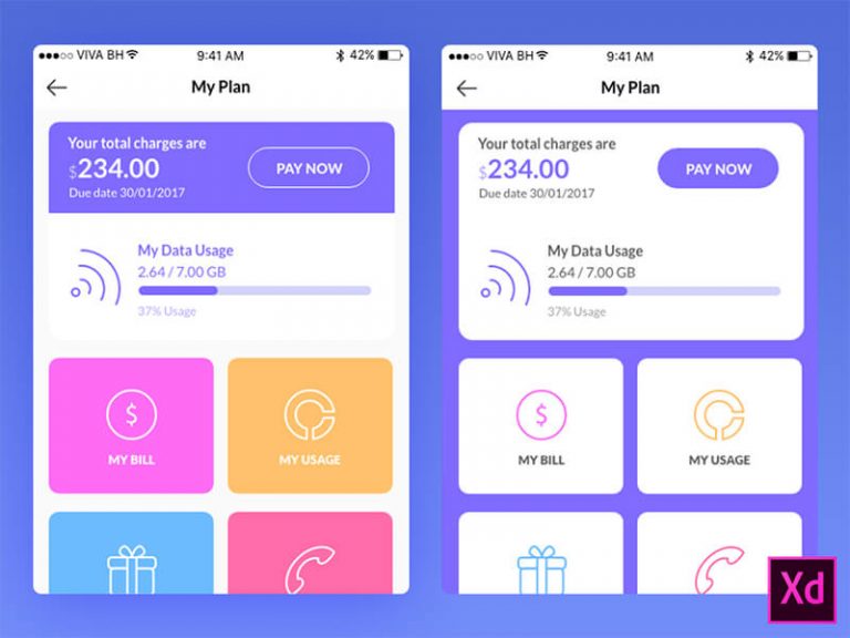 Mobile Data Usage UI Kit - Free XD Resource | Adobe XD Elements