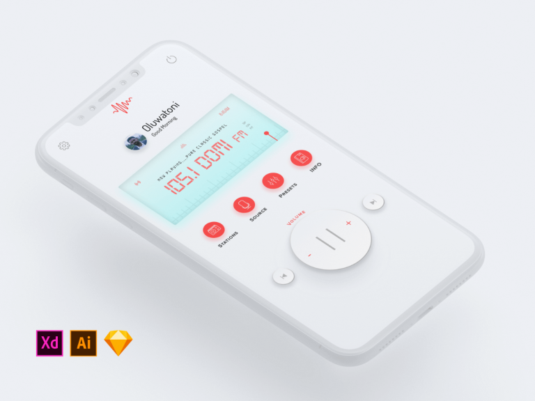Mobile Radio UI Concept - Free XD Resource | Adobe XD Elements