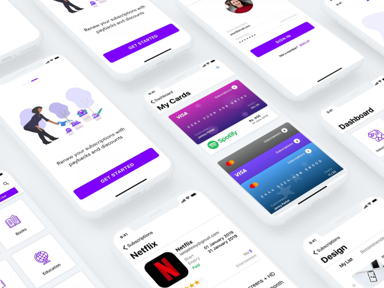 Subscription App Free UI Kit - Free XD Resource | Adobe XD Elements