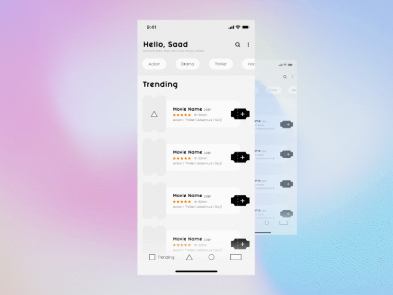 Cinema App Wireframe Interaction - Free XD Resource | Adobe XD Elements