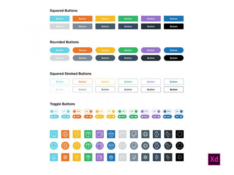 Web & Mobile Buttons - Free XD Resource | Adobe XD Elements