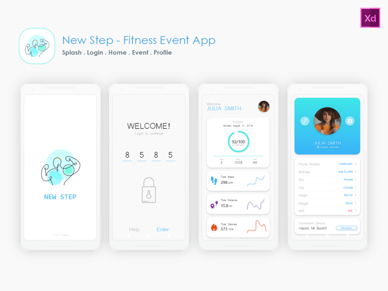 Event Base Fitness App - Free XD Resource | Adobe XD Elements
