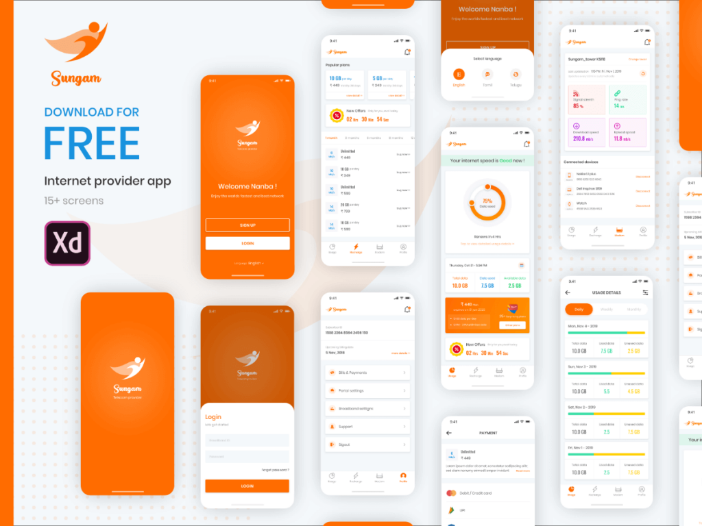 Internet Provider App - Free XD Resource | Adobe XD Elements