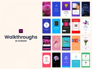 20 Walkthrough Screens - Free XD Resource | Adobe XD Elements