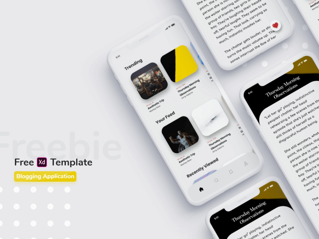 Blogging Mobile App - Free XD Resource | Adobe XD Elements