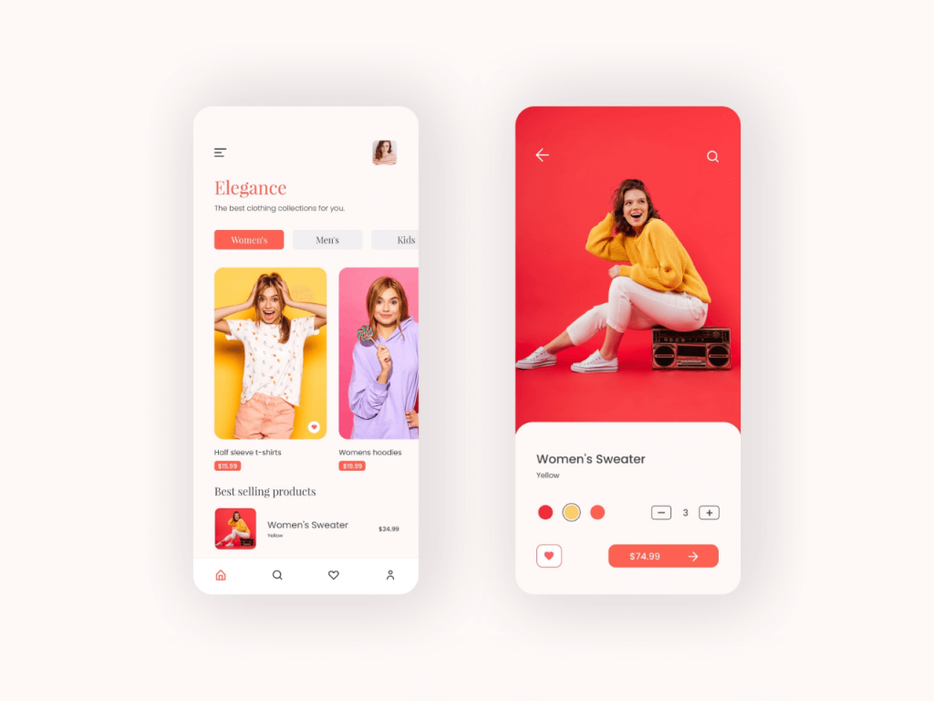 Elegance Clothing App - Free XD Resource | Adobe XD Elements