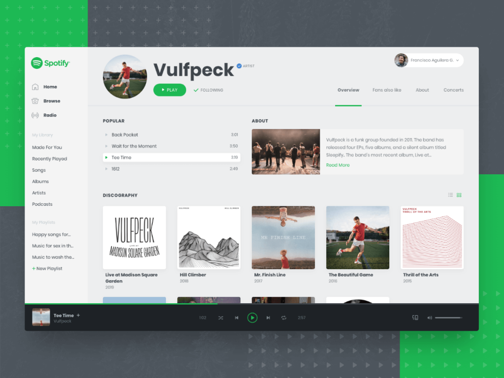 Spotify Redesign Desktop - Free XD Resource | Adobe XD Elements