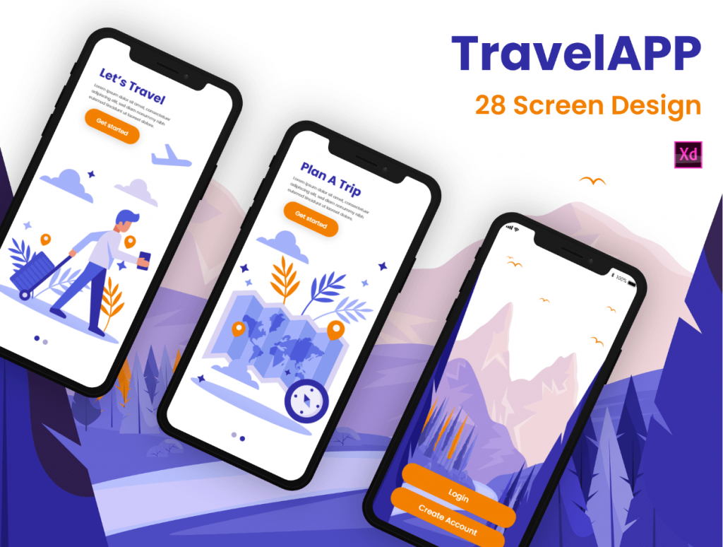 Travel App - Free XD Resource | Adobe XD Elements