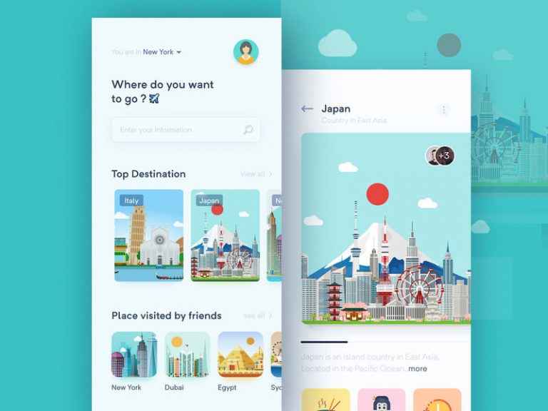 Travel App Concept - Free XD Resource | Adobe XD Elements