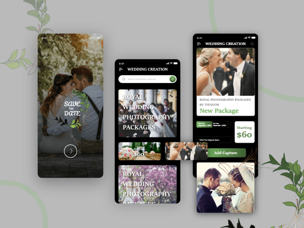 Wedding Photography Apps - Free XD Resource | Adobe XD Elements