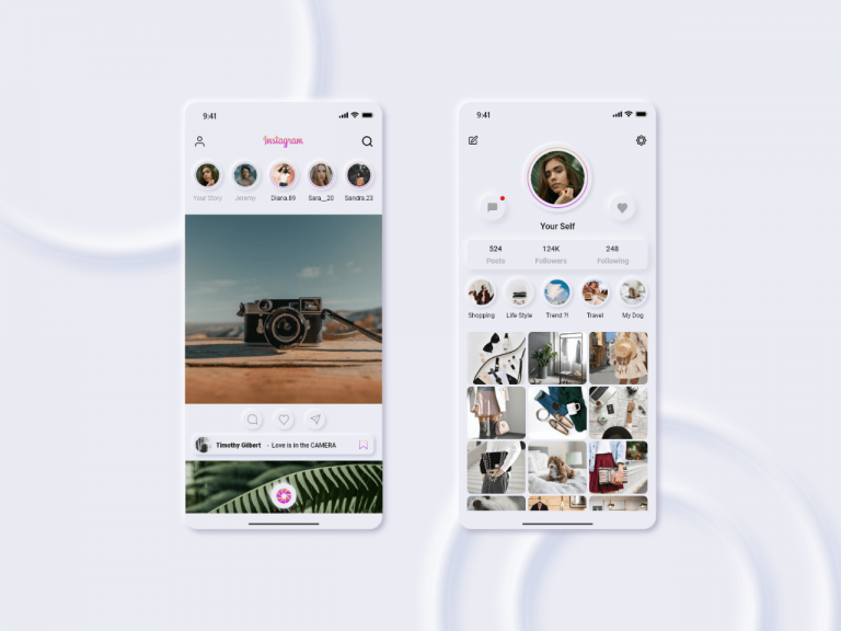Instagram Redesign Neumorphic - Free XD Resource | Adobe XD Elements