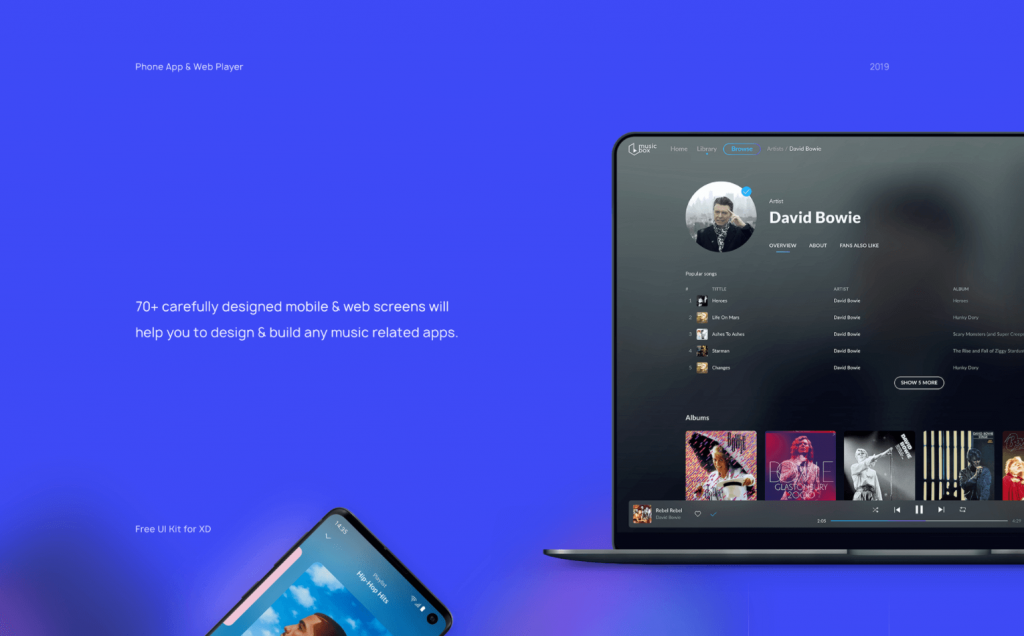 MusicBox UI Kit - Free XD Resource | Adobe XD Elements