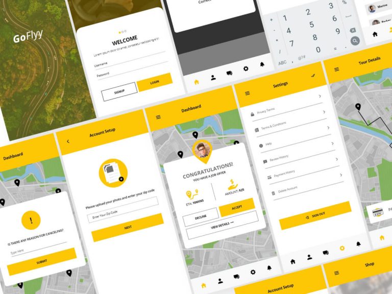Courier Service App UI Kit - Free XD Resource | Adobe XD Elements
