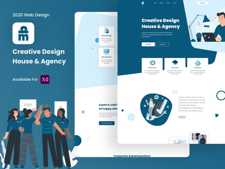 Creative Design Agency Web UI Kit - Free XD Resource | Adobe XD Elements