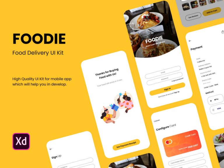 Food Delivery App UI Kit - Free XD Resource | Adobe XD Elements