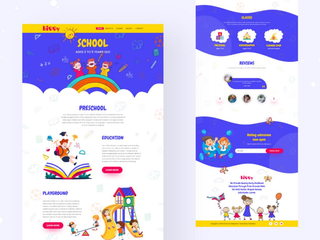 Kindergarten Web UI Kit - Free XD Resource | Adobe XD Elements