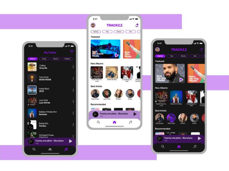 Trackz Music App UI Kit - Free XD Resource | Adobe XD Elements