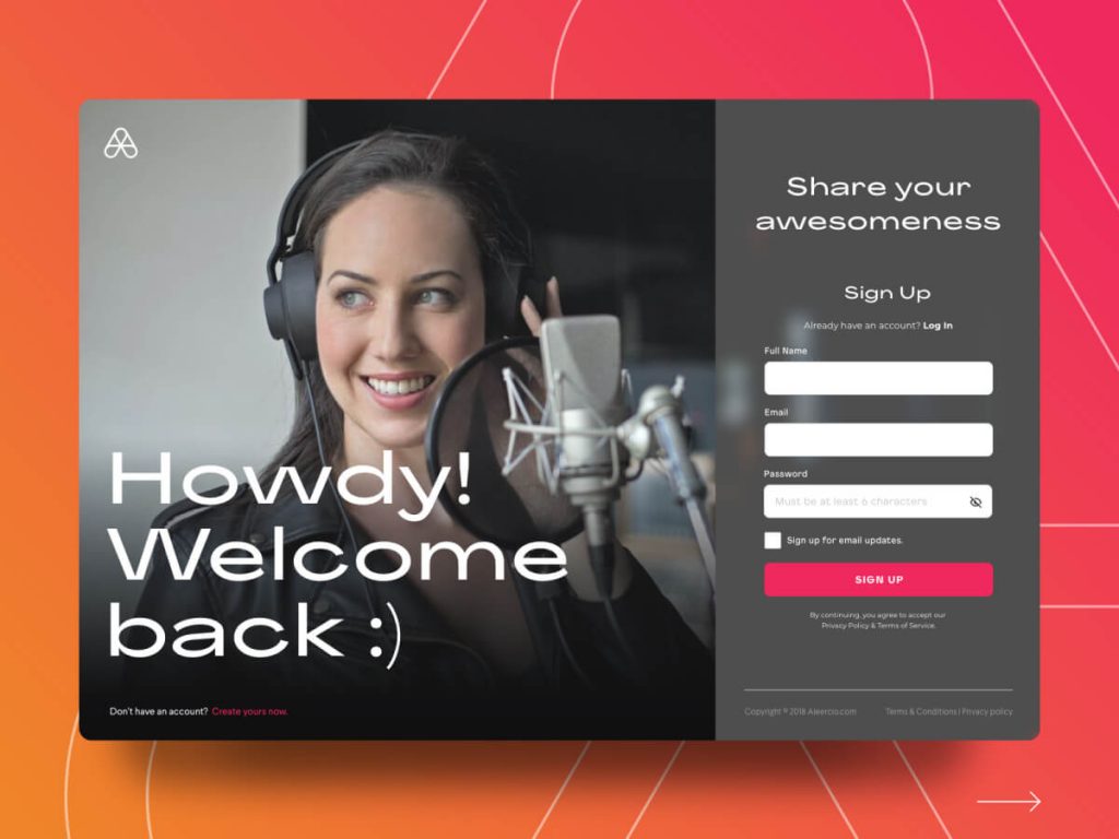 Radio Podcast Sign Up Template - Free XD Resource | Adobe XD Elements