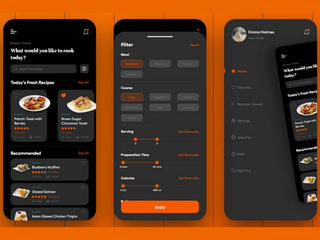 Cooking App Dark Design - Free XD Resource | Adobe XD Elements