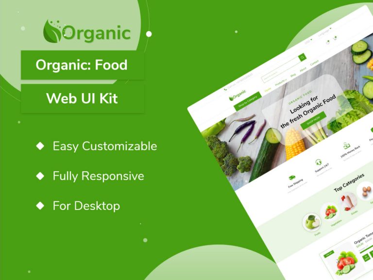 Organic Food Web UI Kit - Free XD Resource | Adobe XD Elements