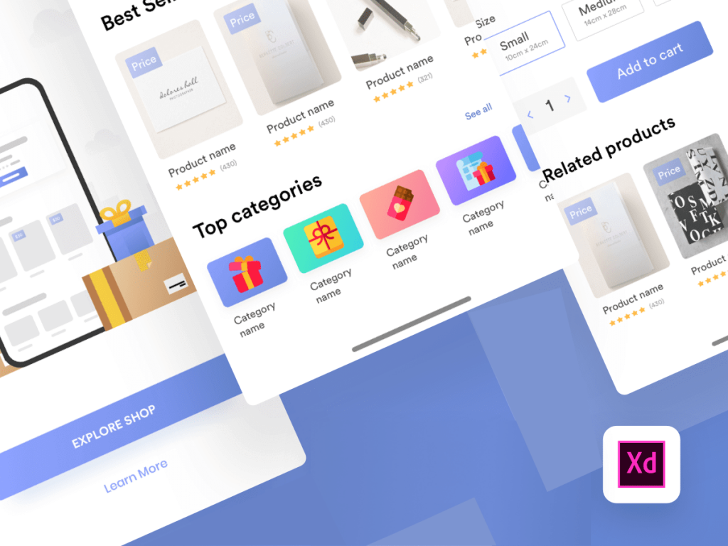 Gift Shop UI Kit - Free XD Resource | Adobe XD Elements