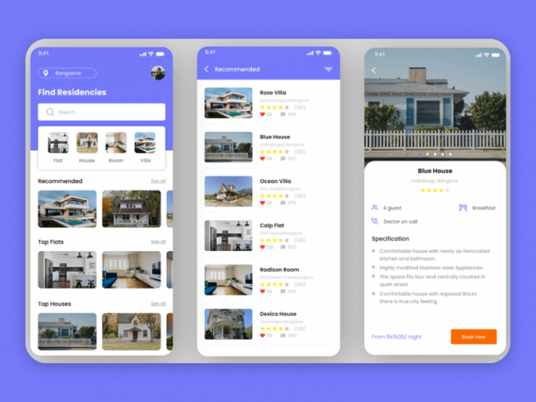 Residence Booking App - Free XD Resource | Adobe XD Elements