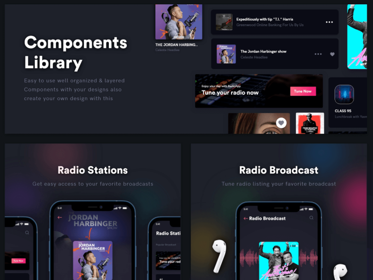 Radio Podcast App UI Kit - Free XD Resource | Adobe XD Elements