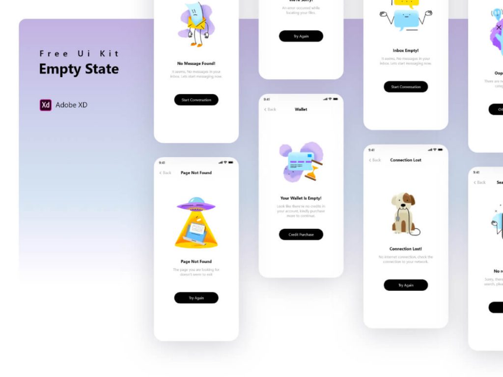 Empty State UI Collection - Free XD Resource | Adobe XD Elements