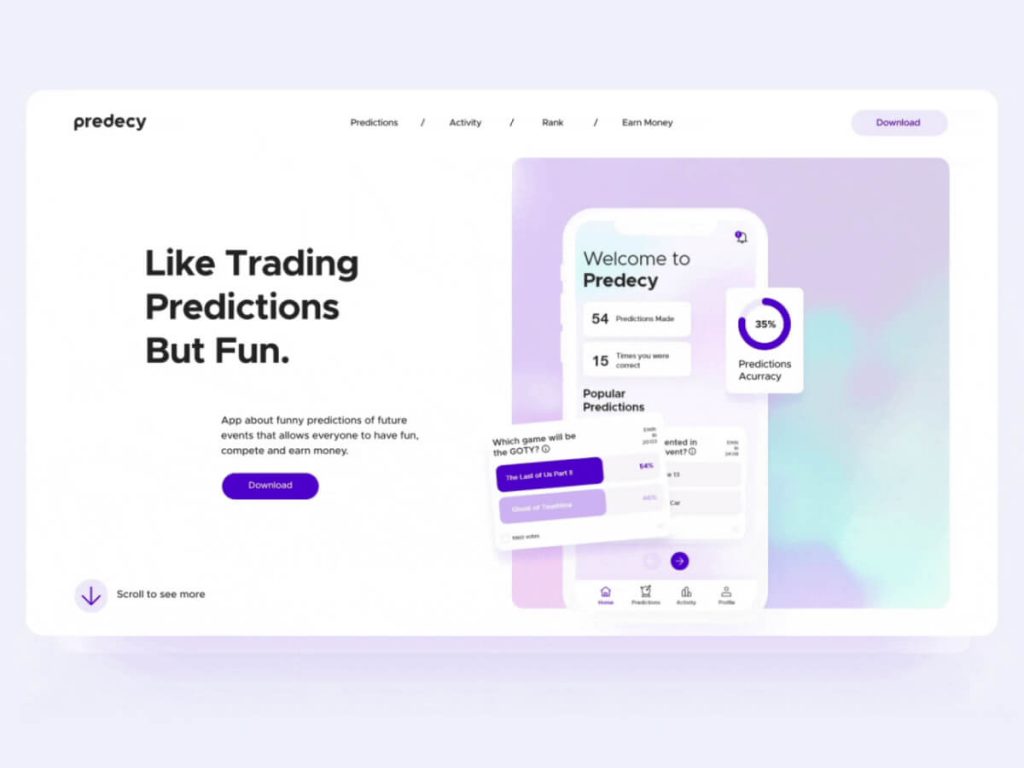 Trading Predictions Landing Page - Free XD Resource | Adobe XD Elements