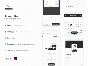 Notes Taking App UI Kit - Free XD Resource | Adobe XD Elements
